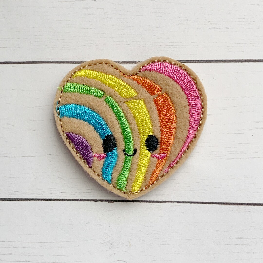 4 Kawaii Rainbow Heart Concha Bright Colors Felties Multiple Sizes ...