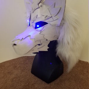 LED Articulate Leather Wolf Mask Furry Head Moving Jaw | Etsy