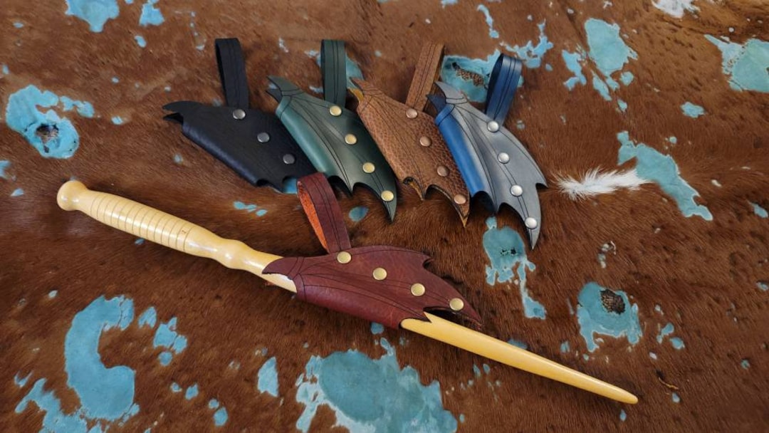 Small Leather Wand Holster Sheath Dragon Wings Themed - Etsy