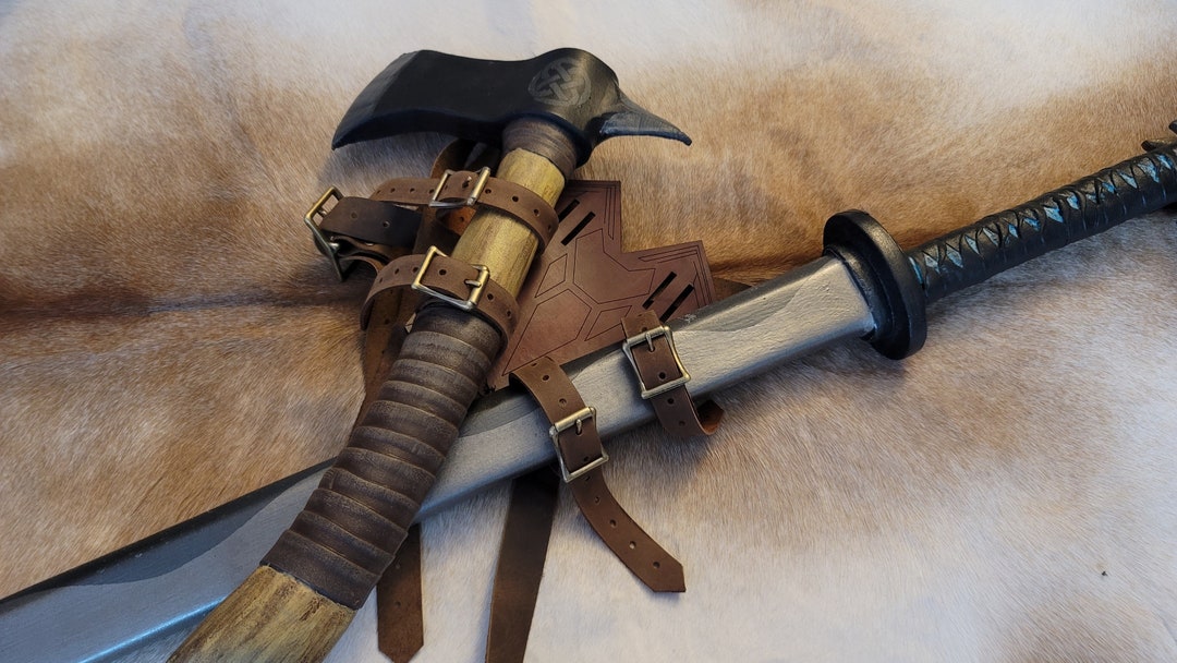 Leather Sword Sheath Scabbard Behind the Back Dual Double Back Carry - Etsy