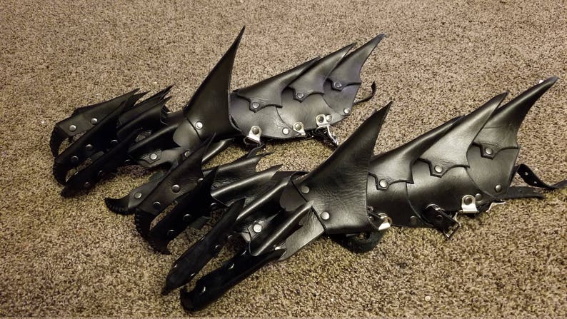 Genuine Leather Dragon Claw Gauntlets With Elbow Armor - Etsy