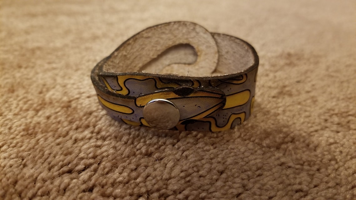 HAKU, Banana Ball Python Bracelet, Laser Cut Hand Made Leather Snake ...