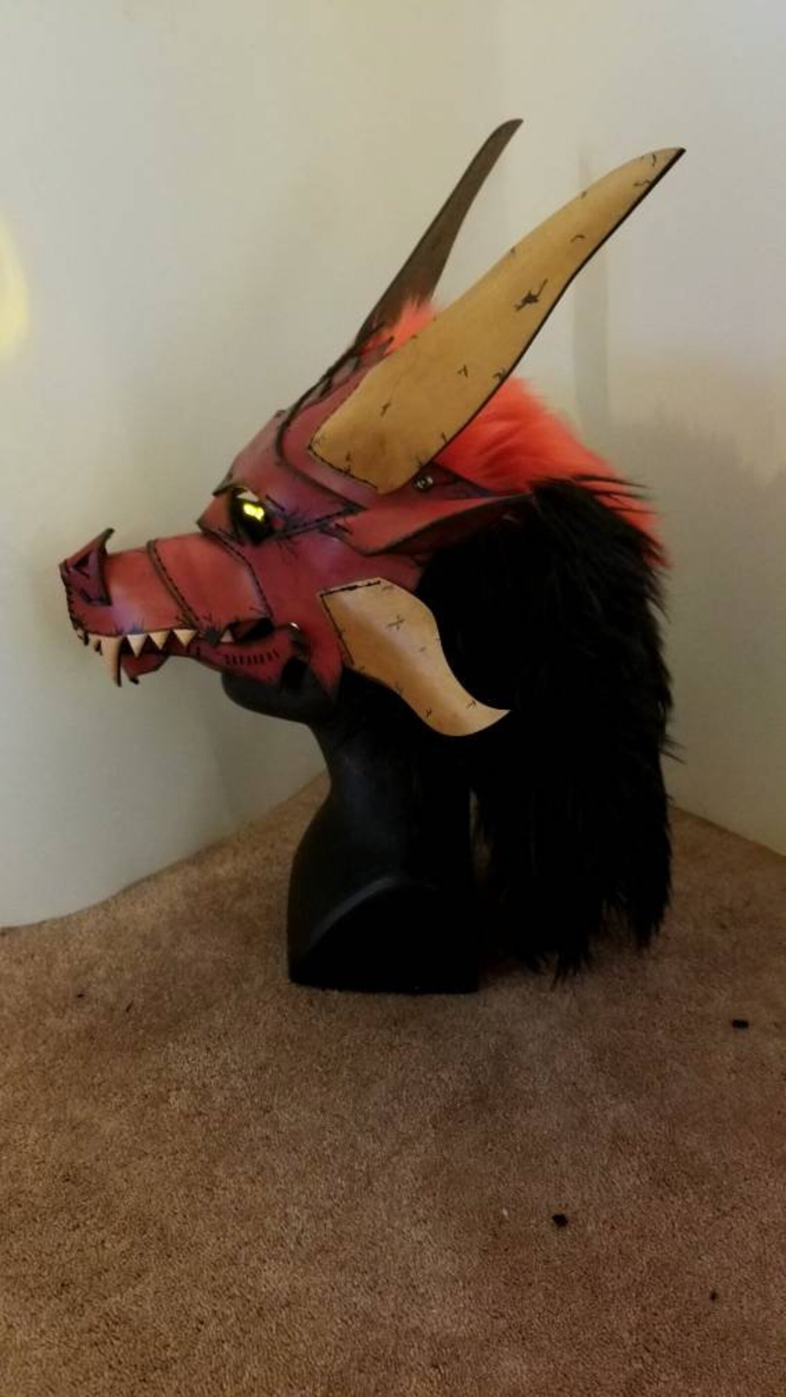 PRE ORDER LED Articulate Spikey Leather Dragon Mask Furry | Etsy