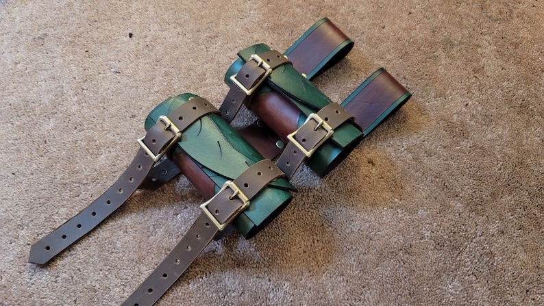 Adjustable Leather ROTATING Double Sword Sheath Two Carrier Scabbard ...