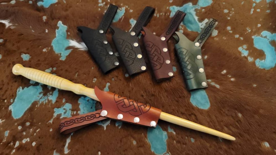 Small Leather Wand Holster Sheath - Celtic Knot Themed Holder - Etsy