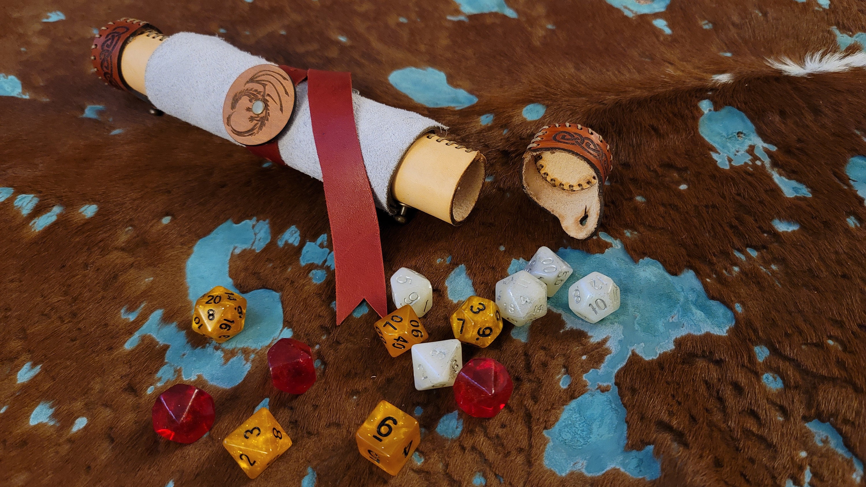 Leather Dice Scroll Roll up Dice Mat Tray Hand Made | Etsy