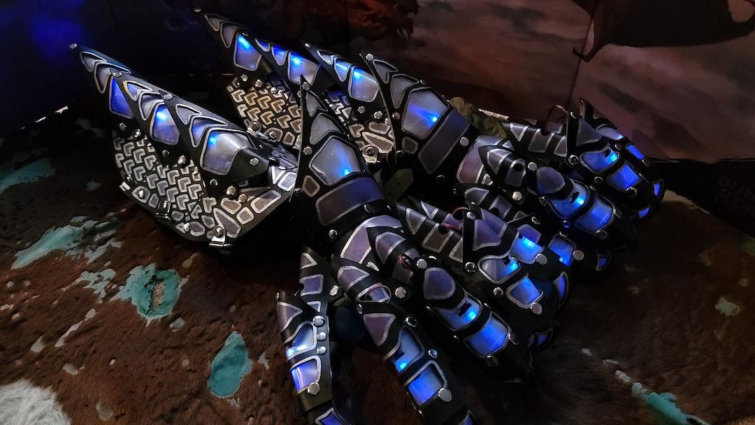 Purple Dragon Leather Claws and Bracers COMBO With Glowing Claws - Etsy