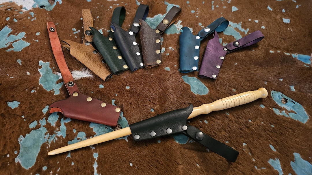 Small Leather Wand Holster Sheath WITH SNAP and New Colors - Etsy