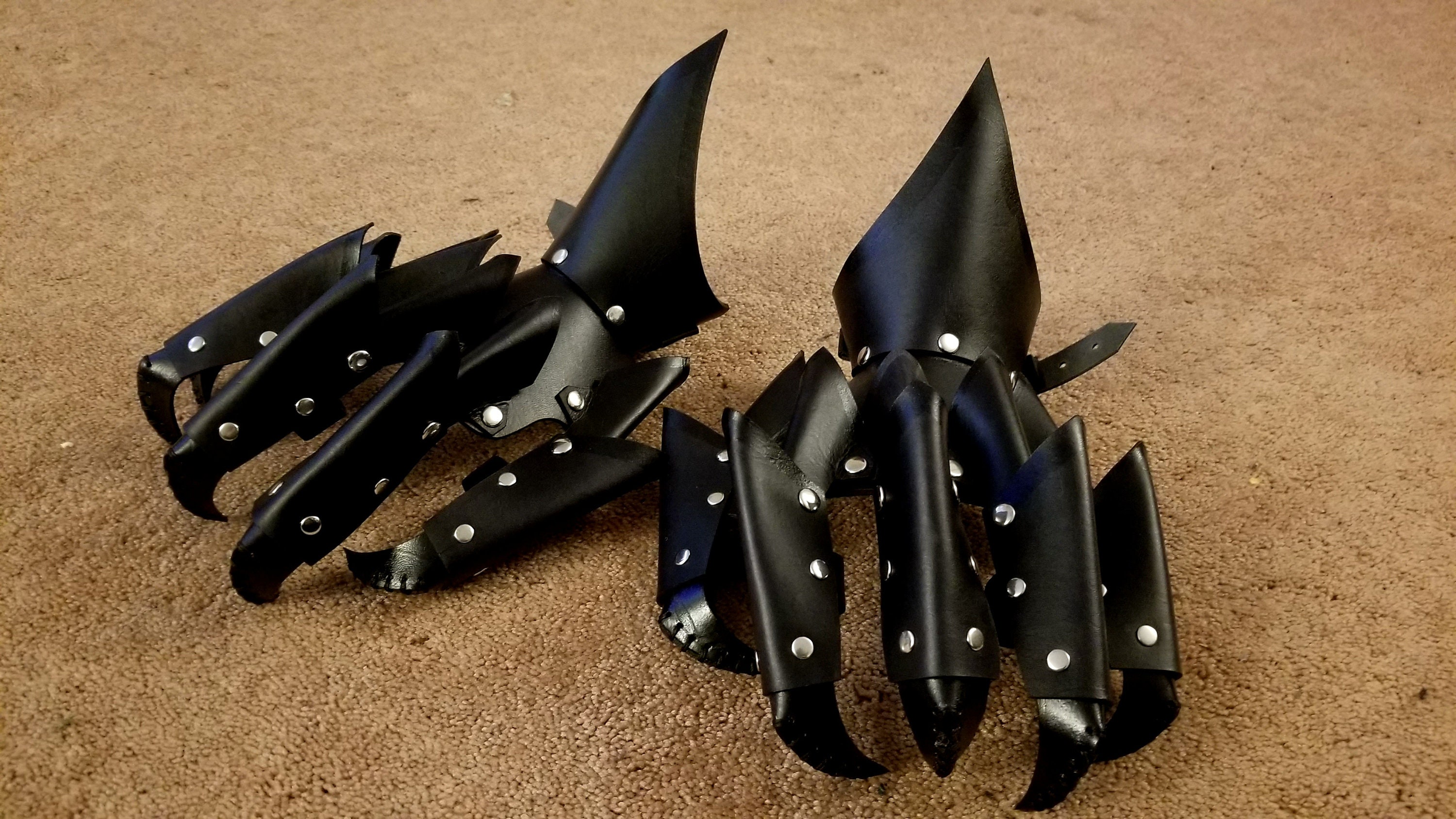 Black Spikey All-Leather Hand Claws and Dragon Bracers COMBO | Etsy