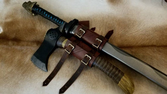 Dual Double Back Carry Leather Sword Sheath Scabbard - campestre.al.gov.br