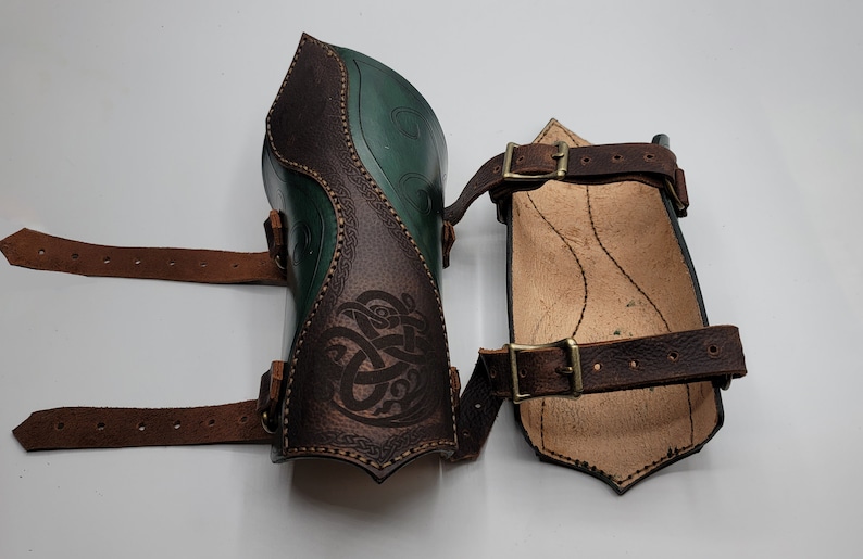 Leather Celtic Elf Elvin Bracers Arm Guards Gauntlets - Etsy