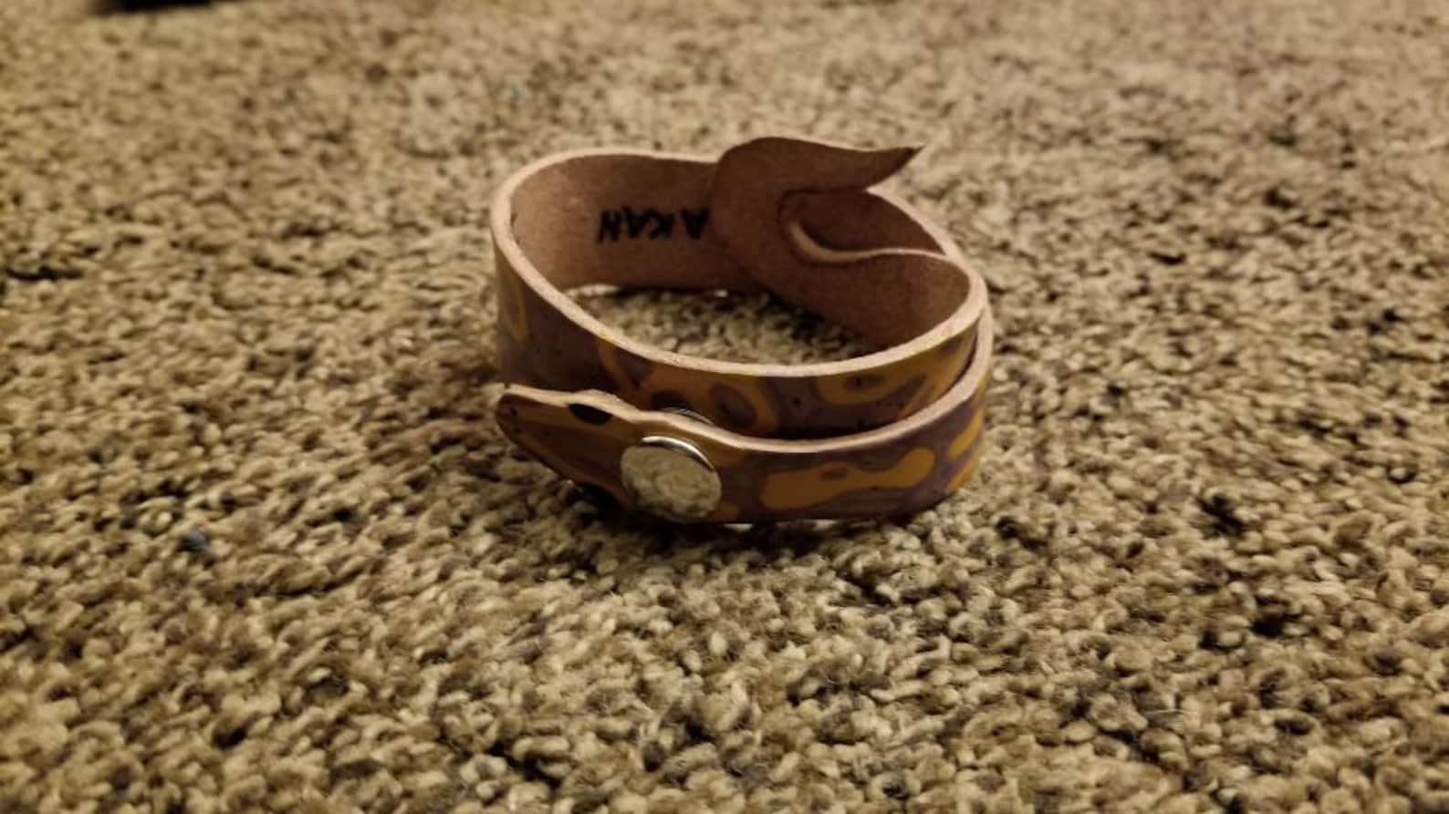 HAKU Banana Ball Python Bracelet Laser Cut Hand Made Leather - Etsy