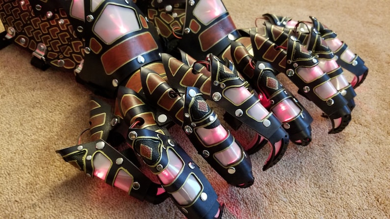 Red Dragon Glowing Leather Claws and Bracers COMBO - Etsy