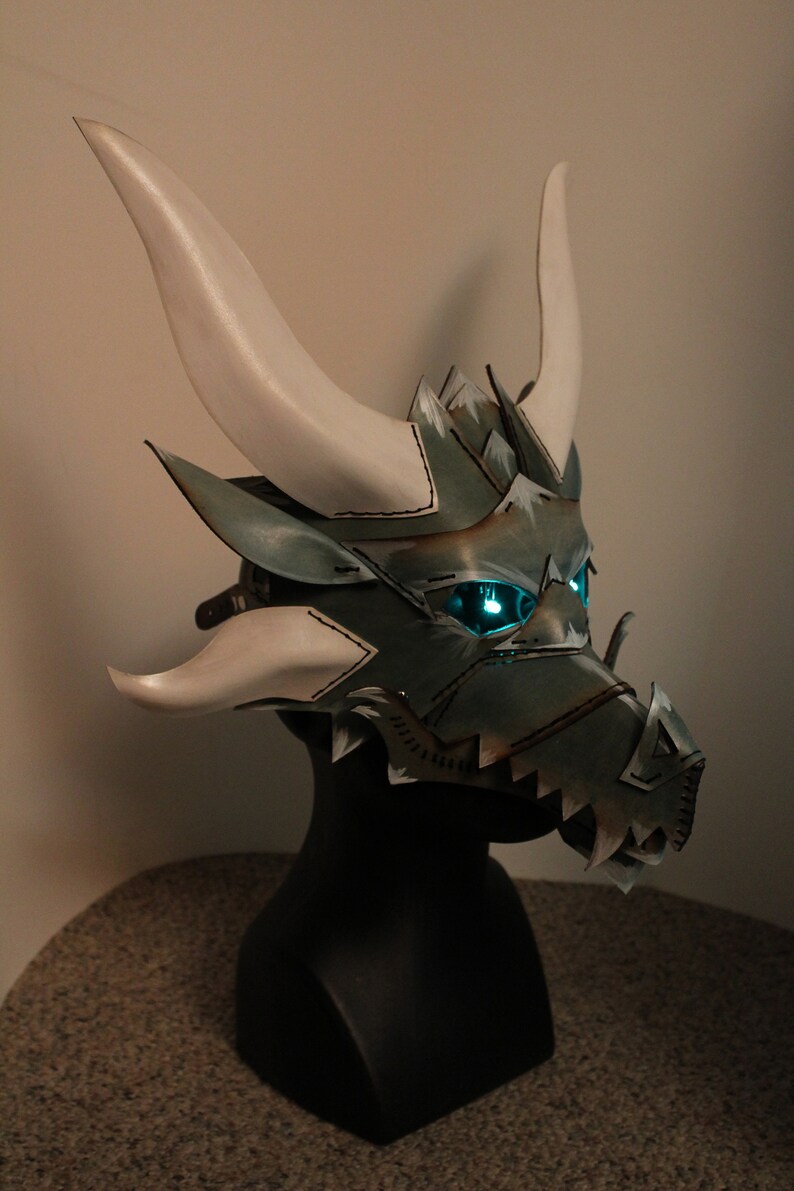 LED Articulate Spikey Leather Dragon Mask Furry Head Moving | Etsy