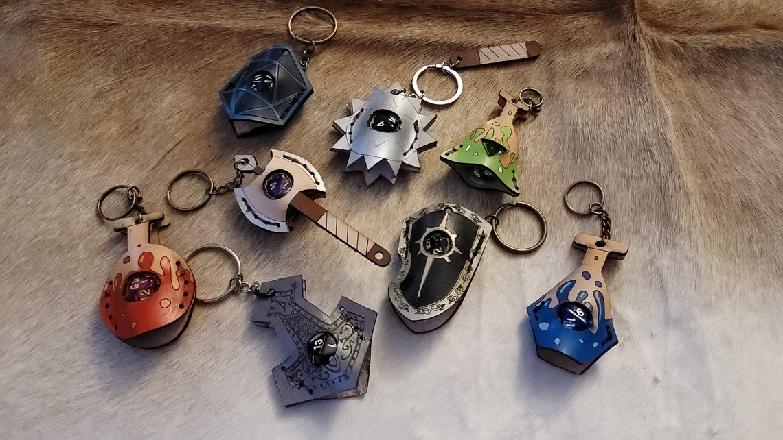 D20 Dice Keychain Holster Carrying Enclosure for Roleplaying | Etsy