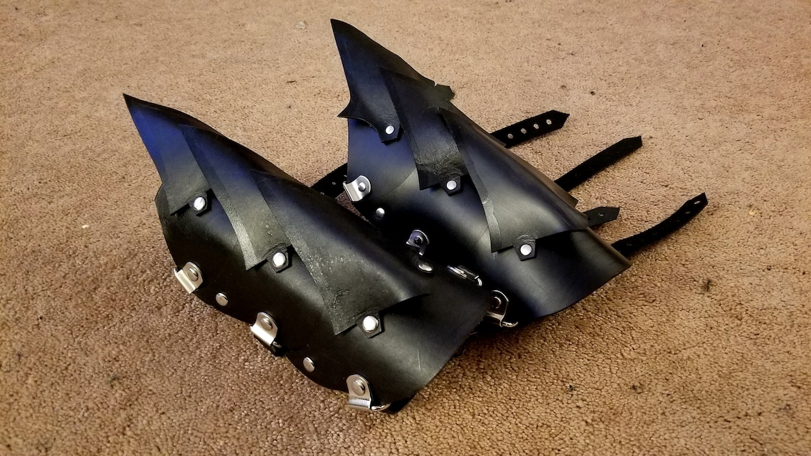 Black Spikey All-Leather Hand Claws and Dragon Bracers COMBO | Etsy