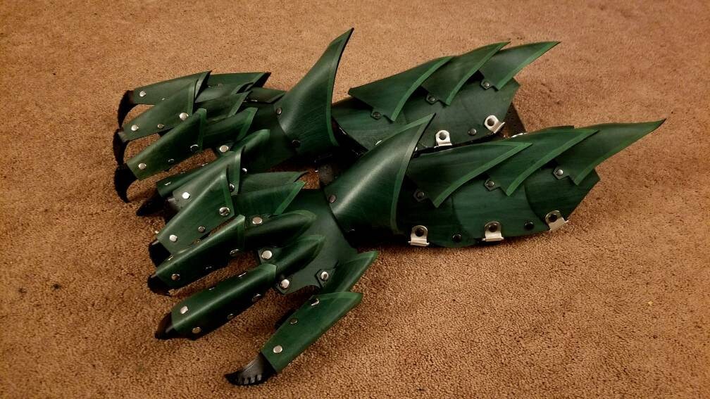 Genuine Leather Dragon Claw Gauntlets With Elbow Armor - Etsy