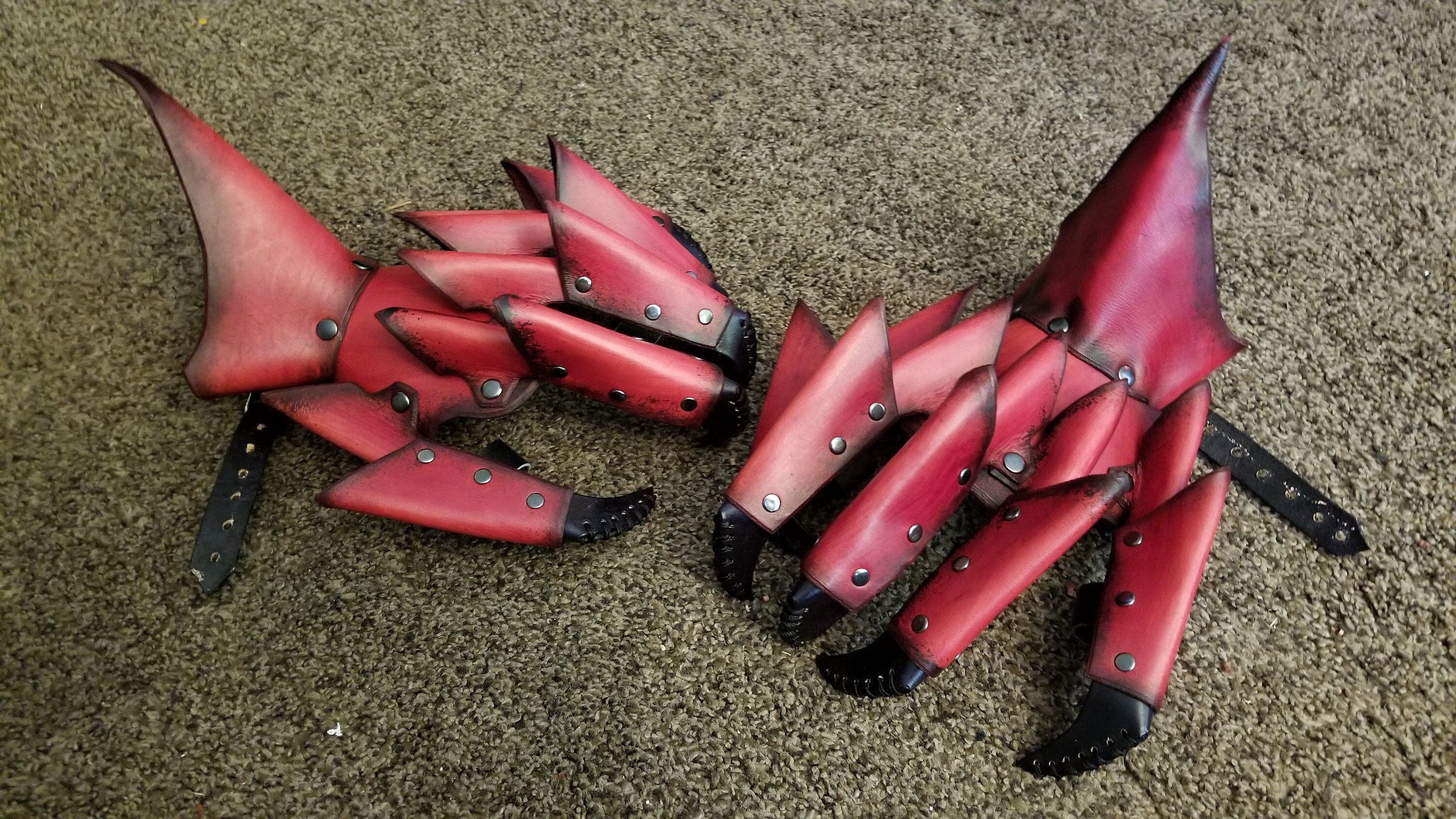 Red Spikey All-Leather Hand Claws and Dragon Bracers COMBO | Etsy
