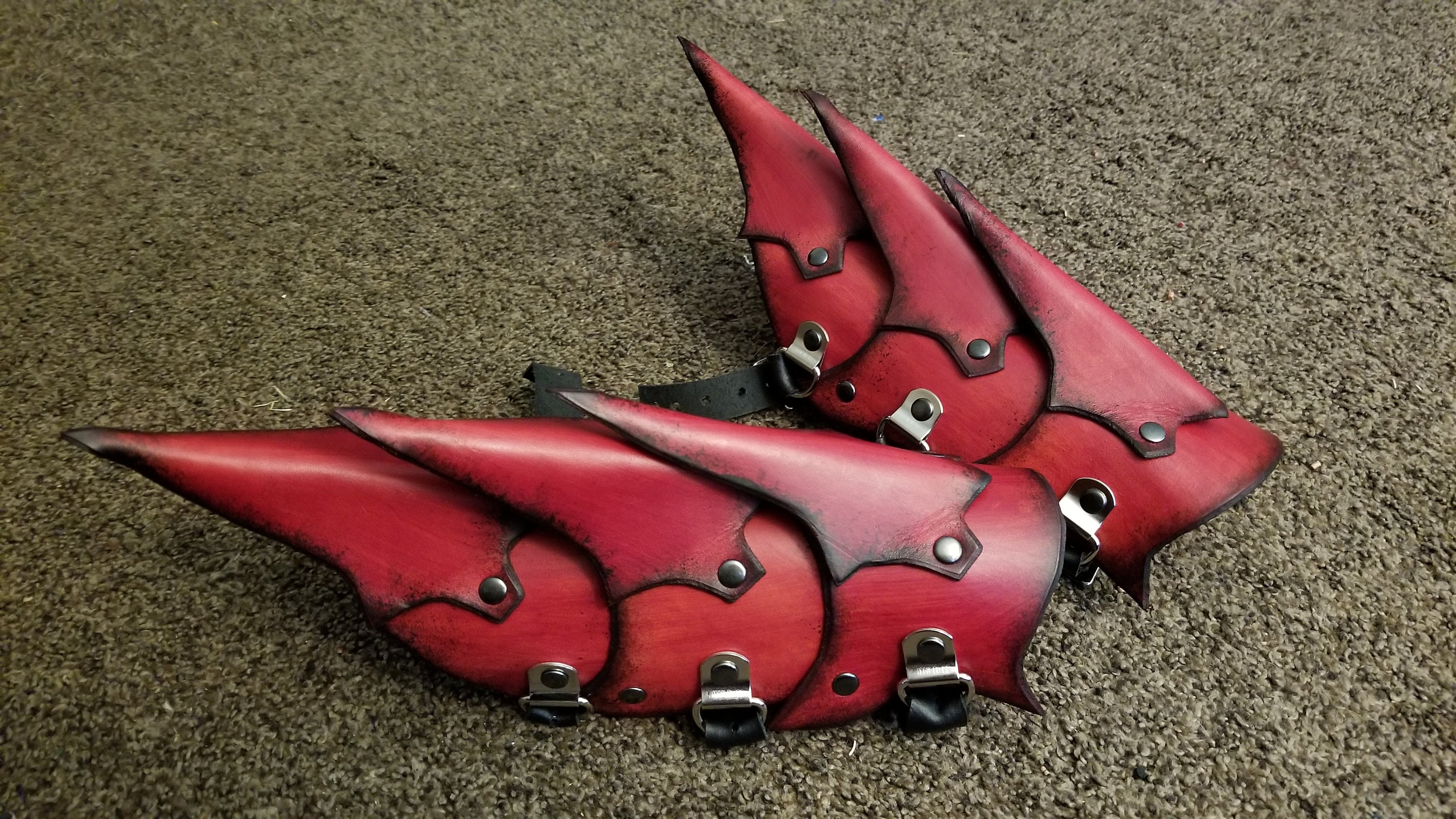 Red Spikey All-leather Hand Claws and Dragon Bracers COMBO | Etsy