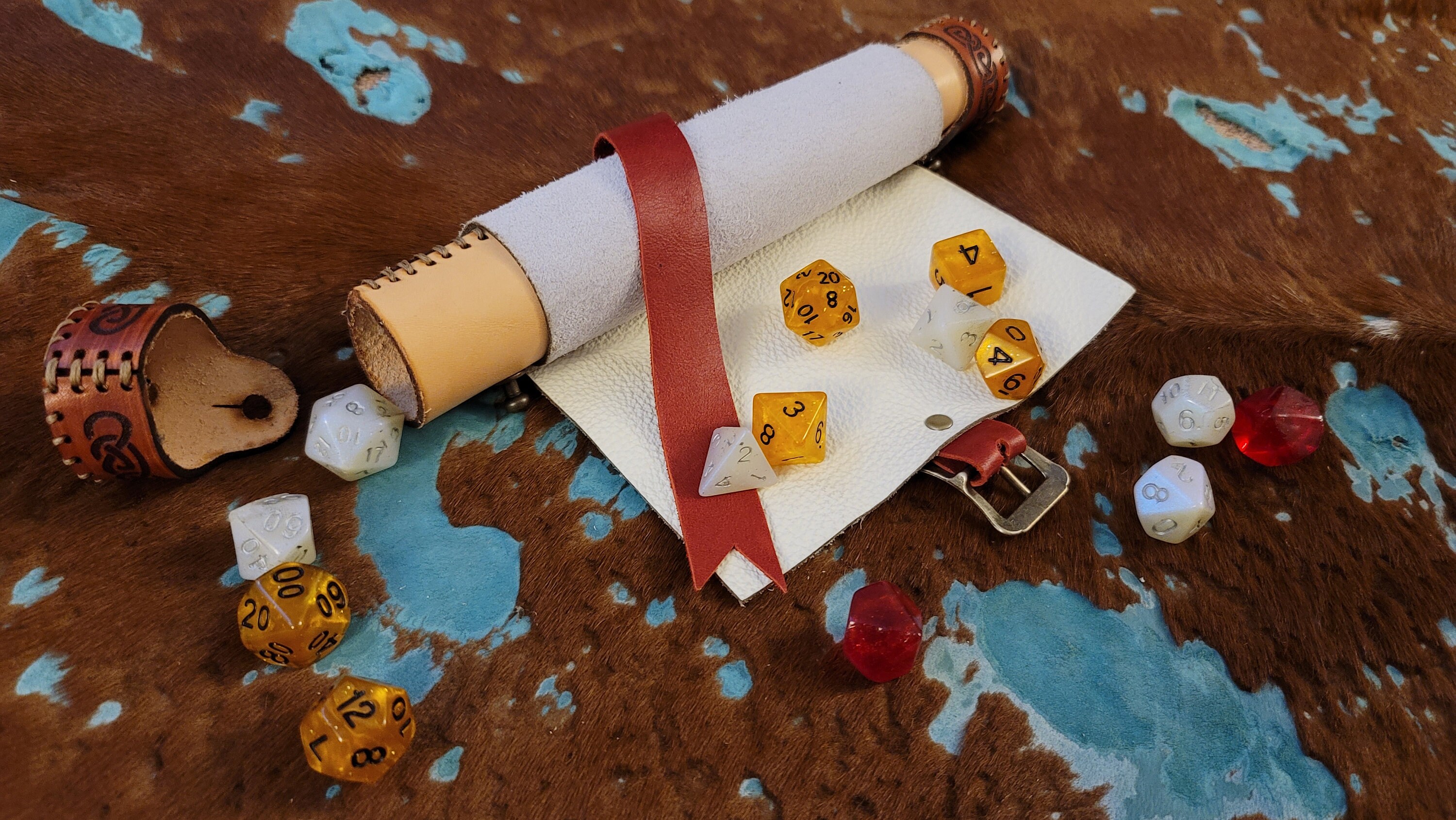 Leather Dice Scroll Roll up Dice Mat Tray Hand Made | Etsy