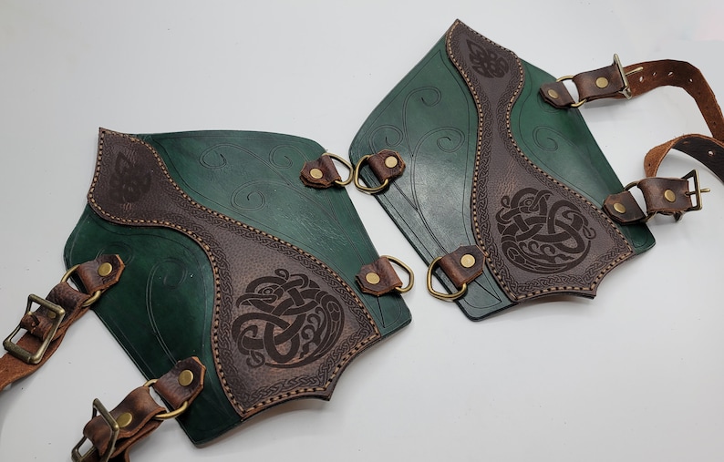 Leather Celtic Elf Elvin Bracers Arm Guards Gauntlets - Etsy