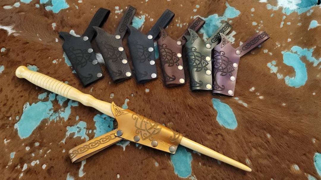 Small Leather Wand Holster Sheath, Celtic Tree of Life Themed Holder - Etsy