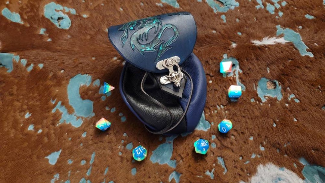 Blue Spikey Dragon Leather Dice Bag, Large, GLOW in the DARK - Etsy