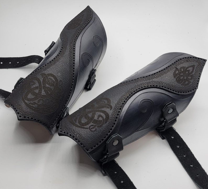 Leather Celtic Elf Elvin Bracers Arm Guards Gauntlets - Etsy