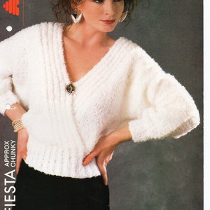 Vintage Womens Crossover Dolman Sweater Knitting Pattern Pdf Chunky ...