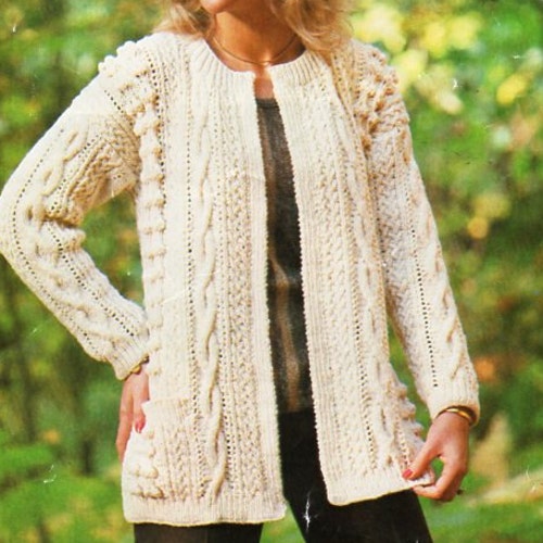Kits & How To Sewing & Fiber Vintage Aran Jacket with Cuffs & Hat ...