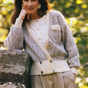 Womens Cardigan Knitting Pattern Pdf Ladies Crossover Cable Jacket ...