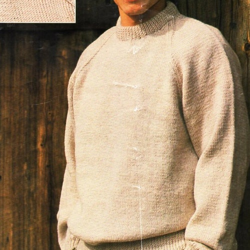 Mens Classic Round Neck Sweater Knitting Pattern Pdf 4ply DK - Etsy