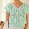 Womens Cotton Top Knitting Pattern Pdf Ladies Short Sleeve Sweater 30 ...