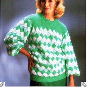 Womens Entrelacs Sweater Knitting Pattern Pdf Ladies Entrelac Jumper 30 ...