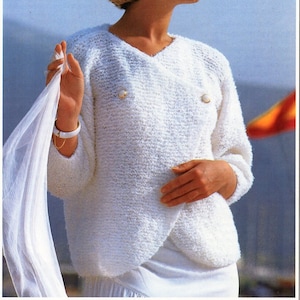 Womens Crossover Sweater Knitting Pattern PDF 4ply Ladies Double ...