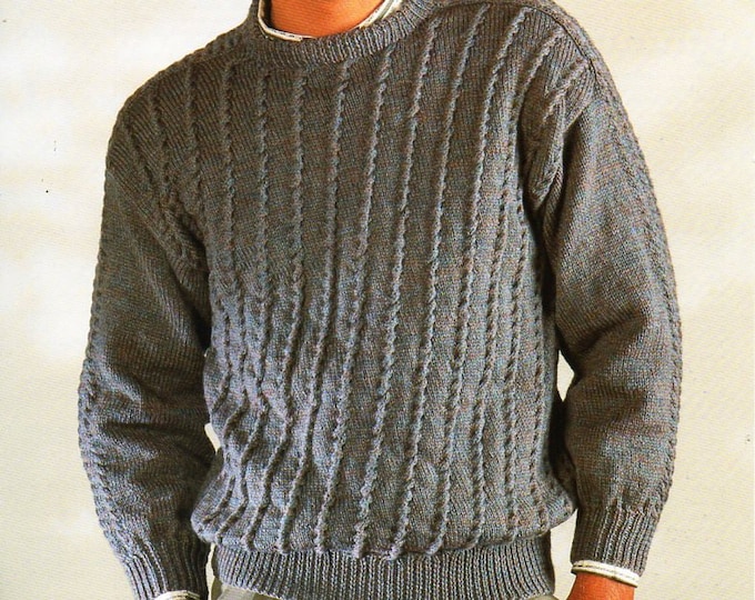Mens Sweater Knitting Pattern PDF Mens Crew Neck Jumper - Etsy