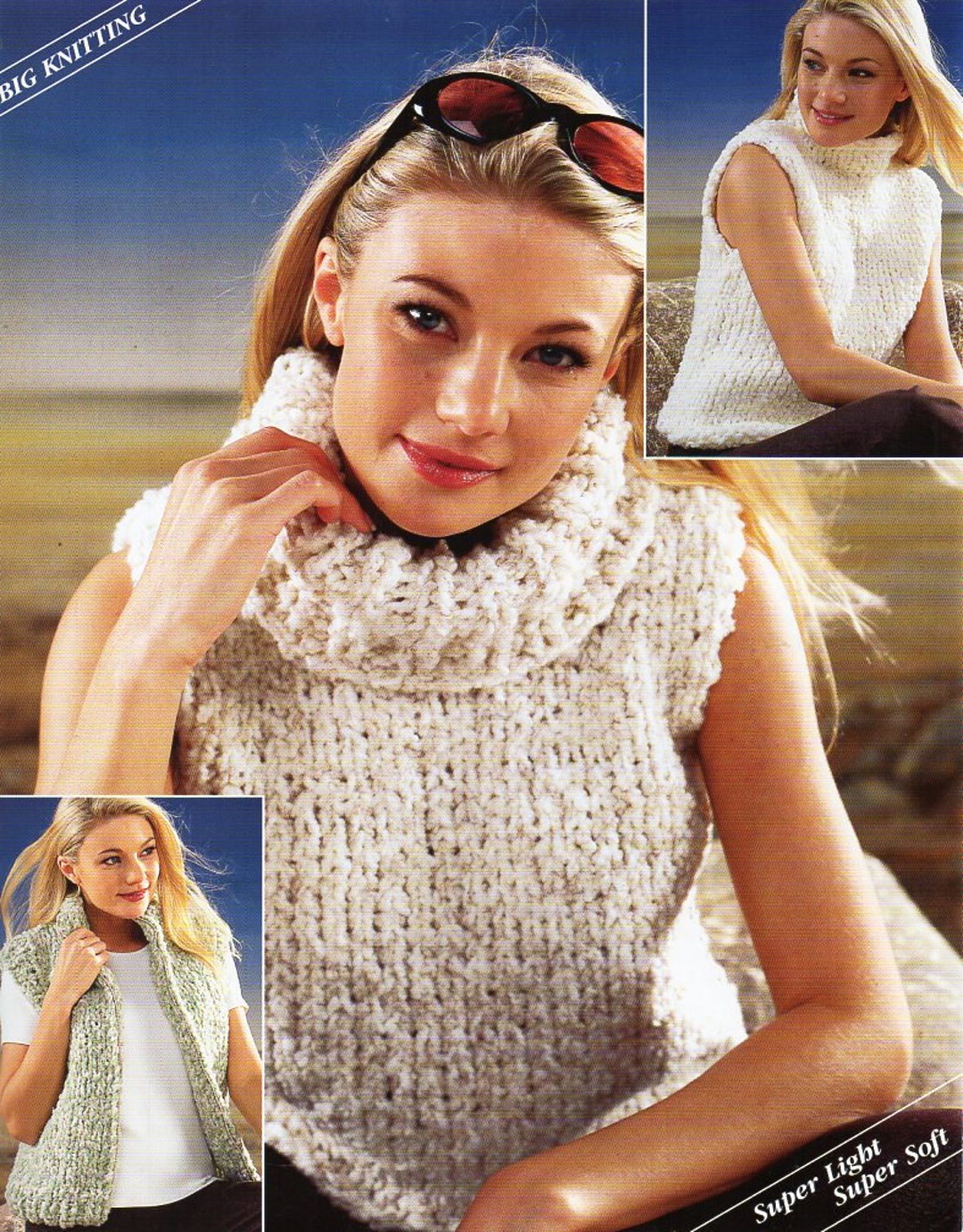 Womens Super Chunky Top Gilet Knitting Pattern Pdf Ladies Polo Neck ...