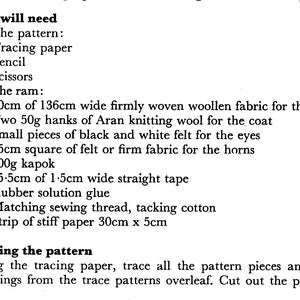 Vintage Ram Sewing Pattern Pdf Full Size Pattern Sheep Toy Plush Toy 15 ...