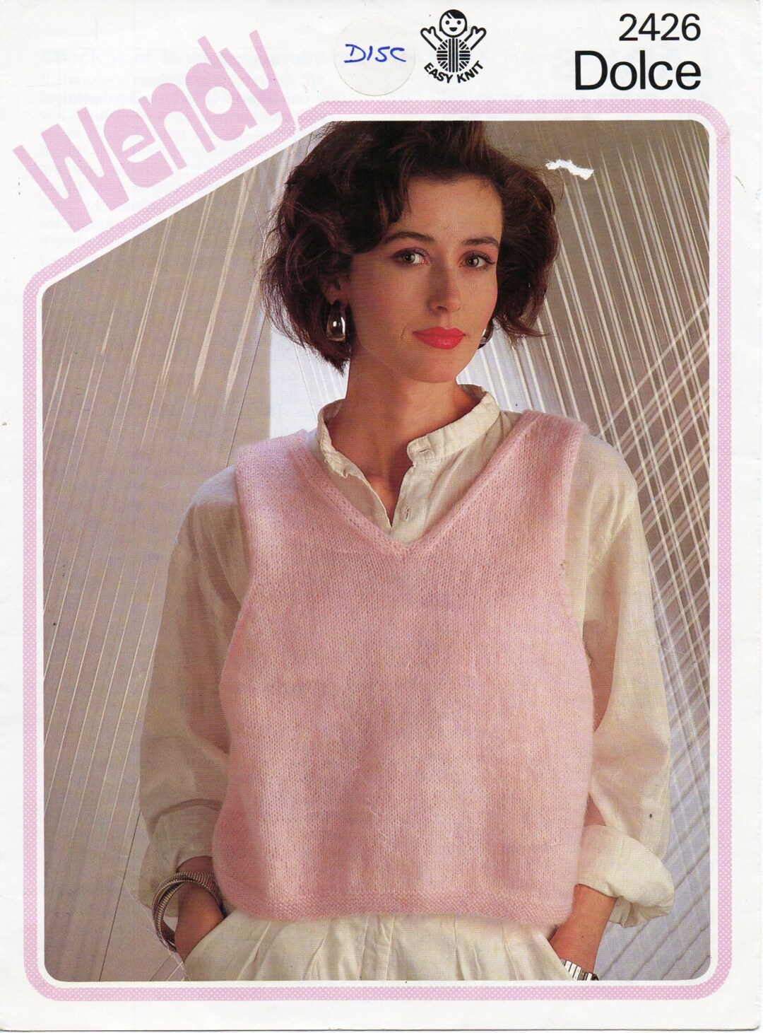 Ladies Slipover Knitting Pattern Pdf Womens V Neck Top Sleeveless ...