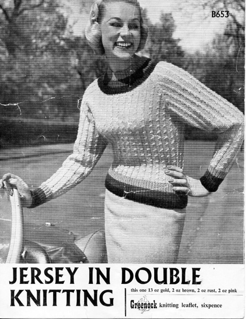 Vintage Womens Knitting Pattern Pdf Fitted Sweaters Ladies Round Neck ...