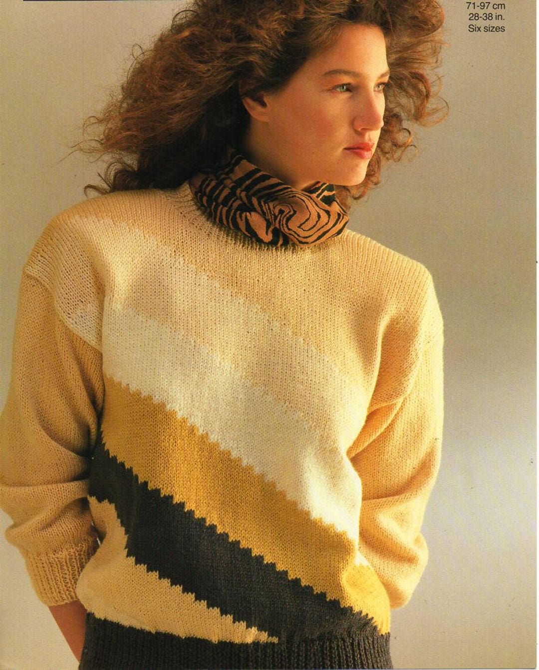 Womens Sweater Knitting Pattern Pdf Ladies Diagonal Stripe Jumper 28-38 ...
