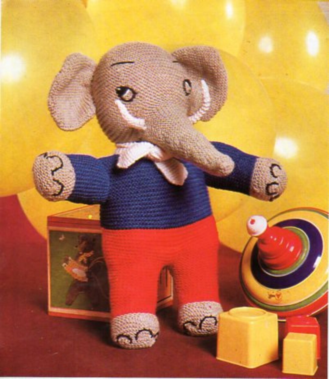 Vintage Elephant Toy Knitting Pattern Pdf Jumbo Stuffed Toy 18 Inches ...