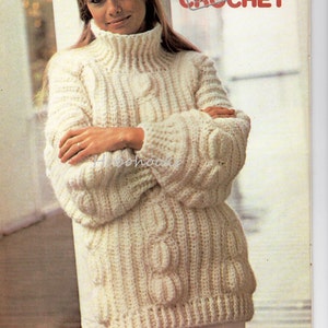 Womens Crochet Sweater CROCHET PATTERN Pdf Ladies Mock Cable Aran ...