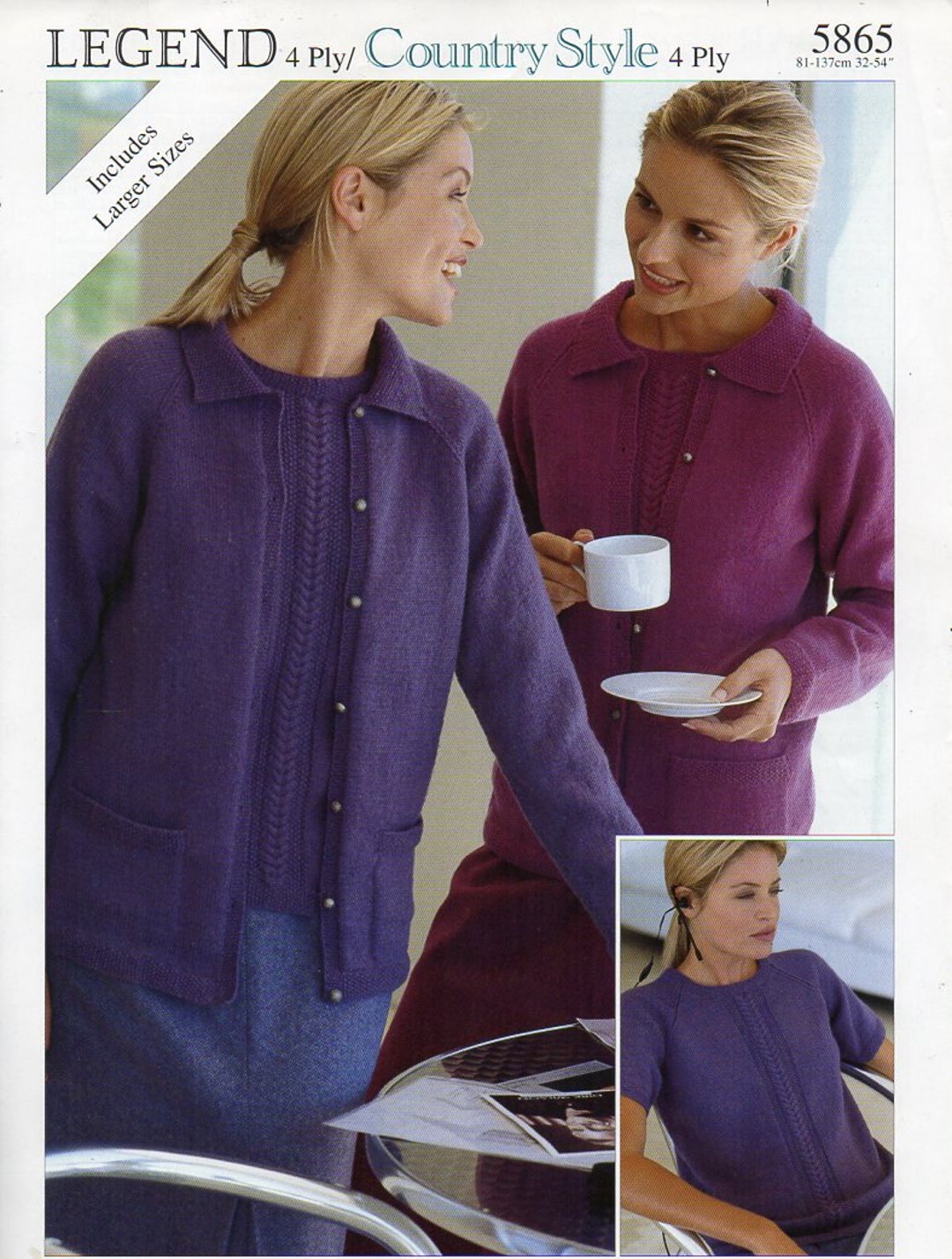 Womens Twin Set Knitting Pattern Pdf Ladies Short Sleeve Sweater ...