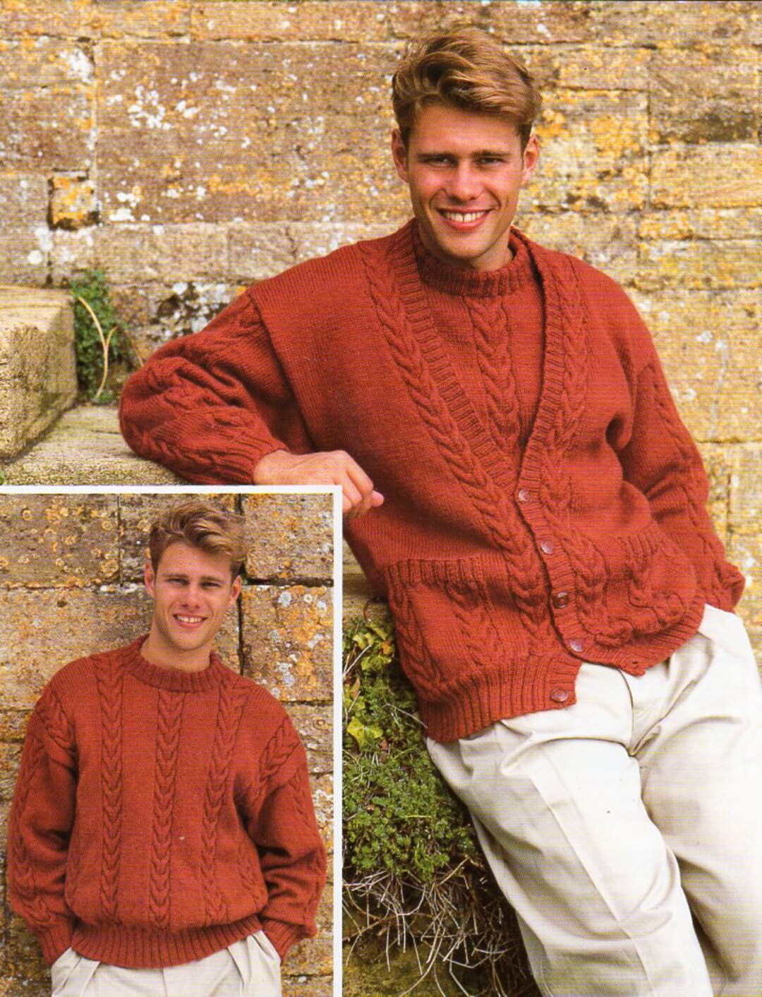 Mens Cable Sweater Cardigan Knitting Pattern Pdf Mens Jumper Jacket 36 ...