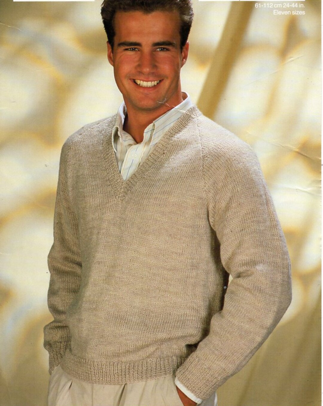 Mens Classic Sweater Knitting Pattern Pdf Download V Neck Raglan Jumper ...