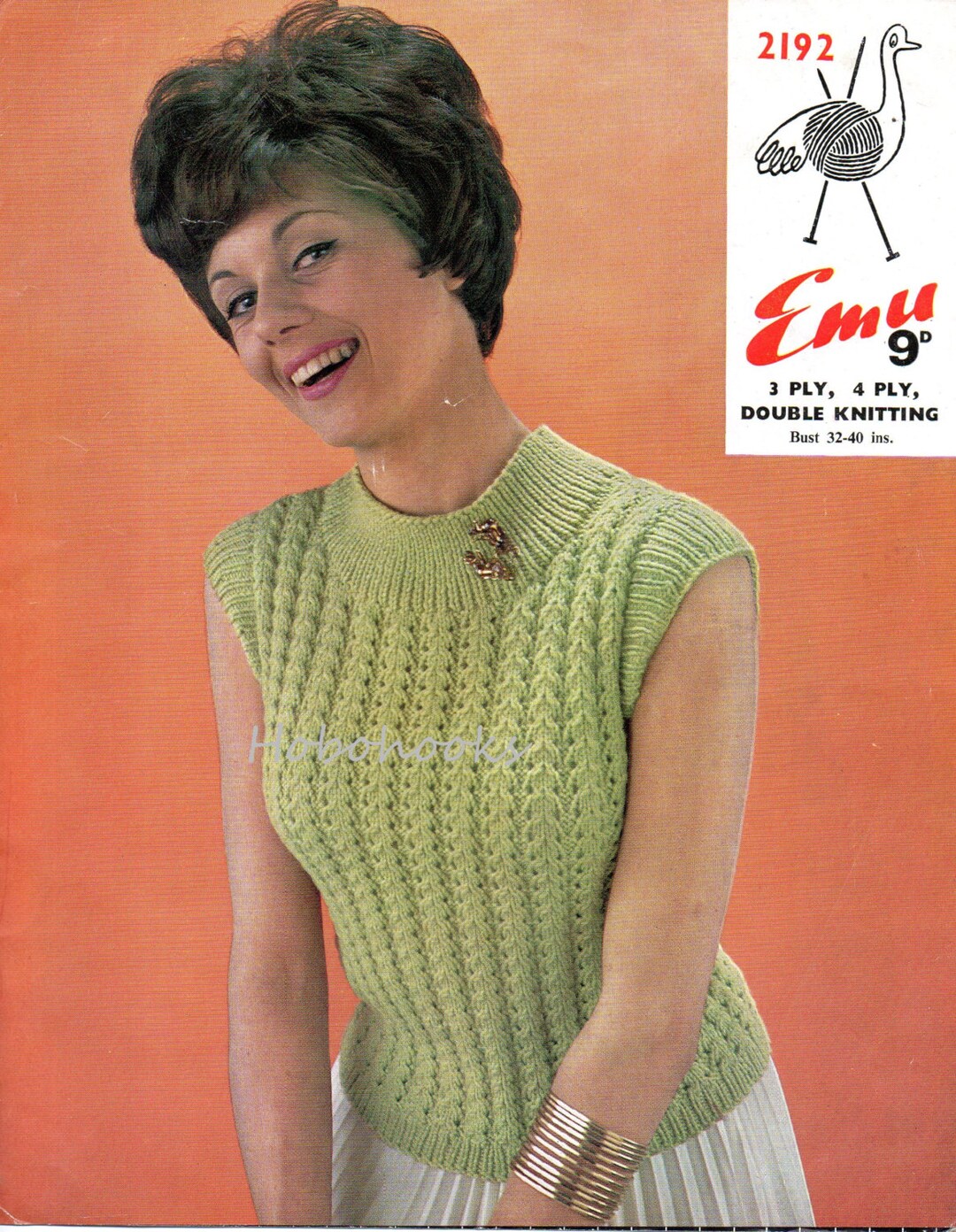Vintage Womens Top Knitting Pattern PDF Ladies Sleeveless Sweater ...