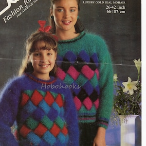 Womens Entrelacs Mohair Sweater Knitting Pattern PDF Ladies Entrelac ...