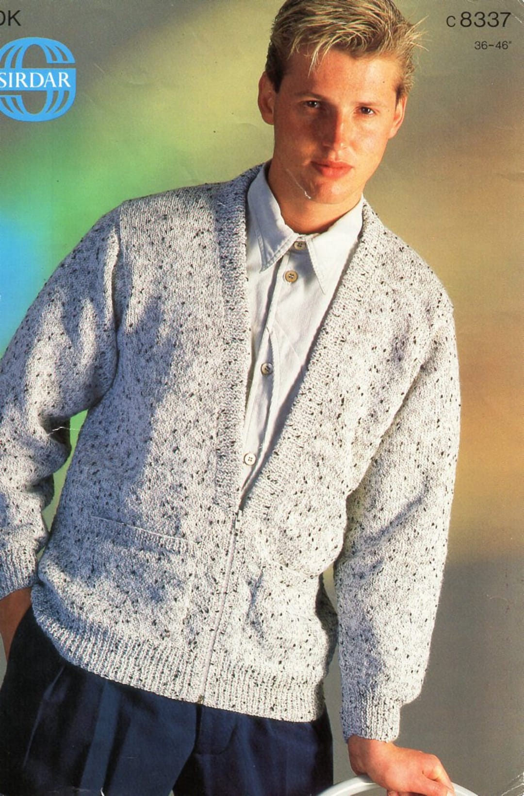 Mens Cardigan Knitting Pattern PDF DK Mens V Neck Jacket 36-46" DK ...