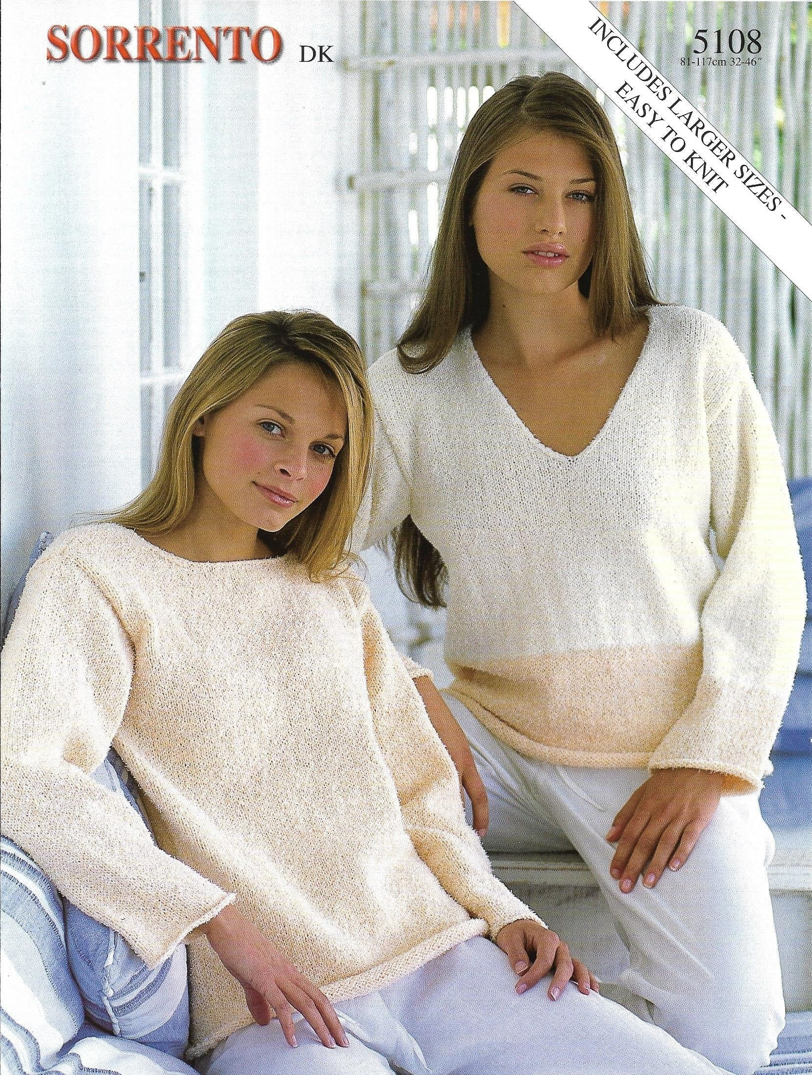 Womens Tunic Sweater Knitting Pattern Pdf Ladies V or Round Neck Jumper ...